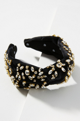 Lele Sadoughi Jet Embellished Velvet Headband | Anthropologie