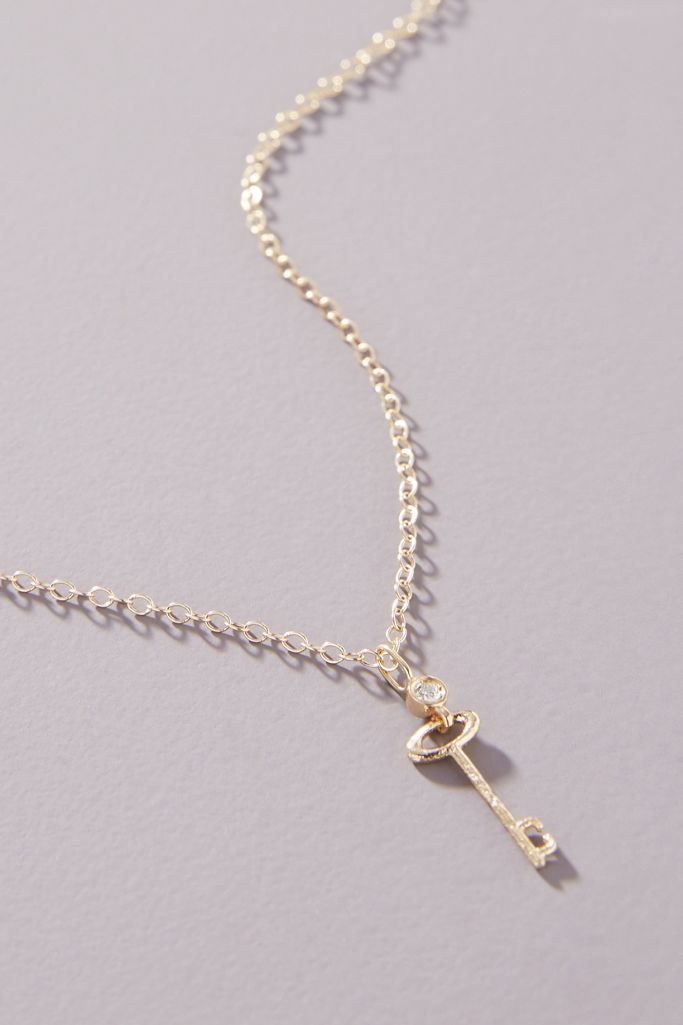 Sofia Zakia 14K Gold Skeleton Key Diamond Pendant Necklace | Anthropologie