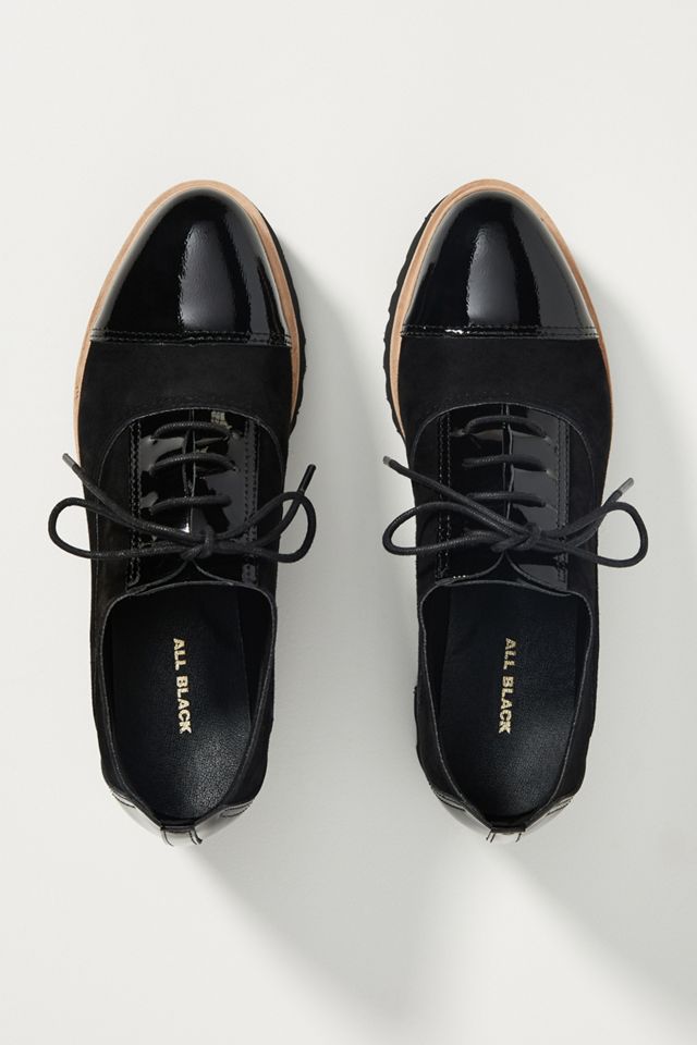 All Black Platform Oxford Flats | Anthropologie