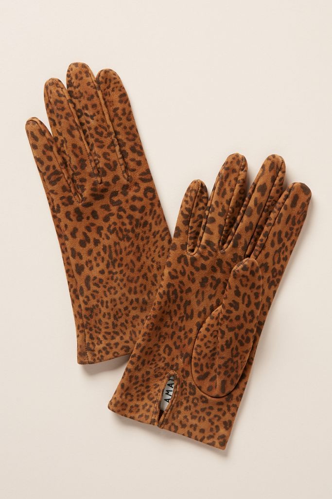 Leopard-Printed Leather Gloves | Anthropologie