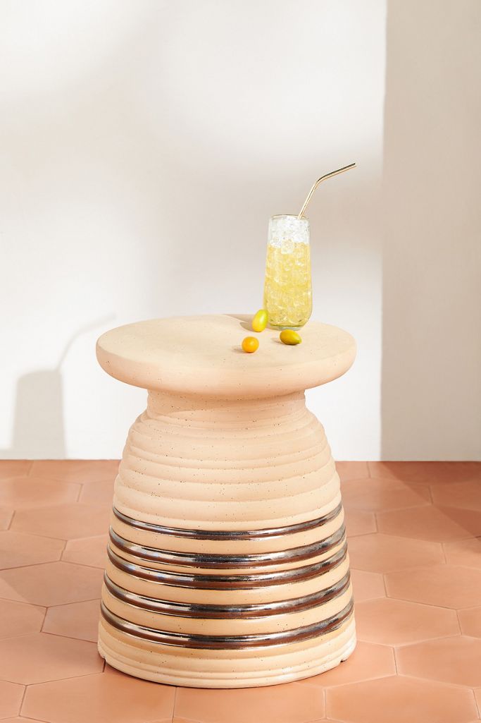 Metallic Striped Ceramic Stool | Anthropologie