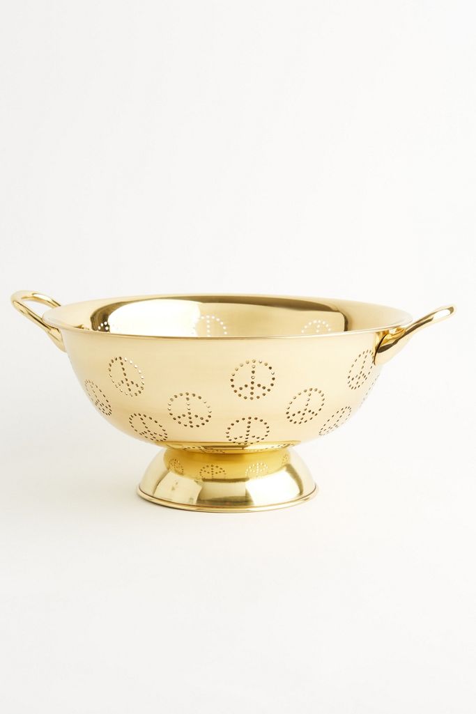 Peace Sign Brass Colander | Anthropologie