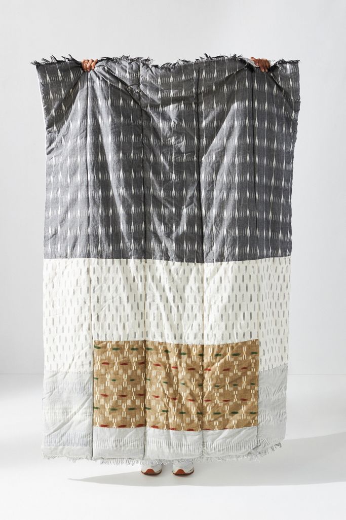 Pieced Ikat Throw Blanket | Anthropologie