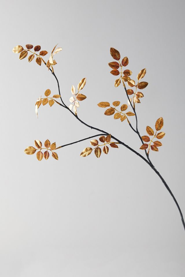 Faux Glittering Gold Leaf Spray | Anthropologie