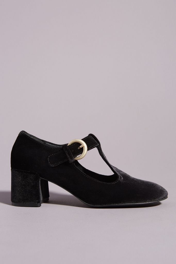 Ruby Velvet T-Strap Block Heels | Anthropologie