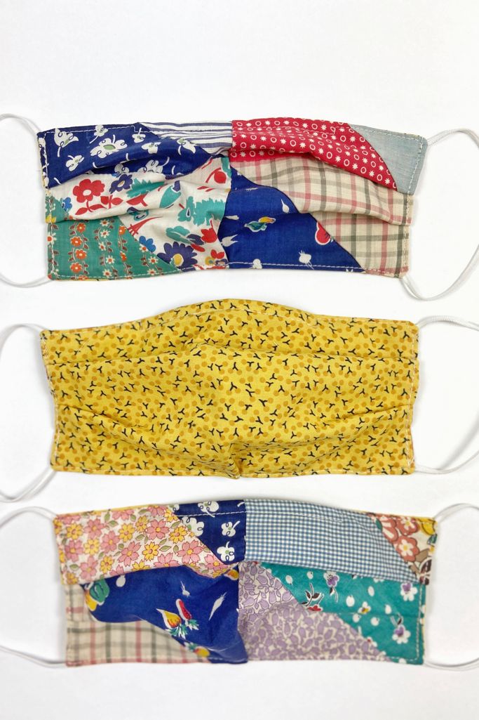 Lady Lancaster Vintage Quilt Top Reversable Face Mask | Anthropologie