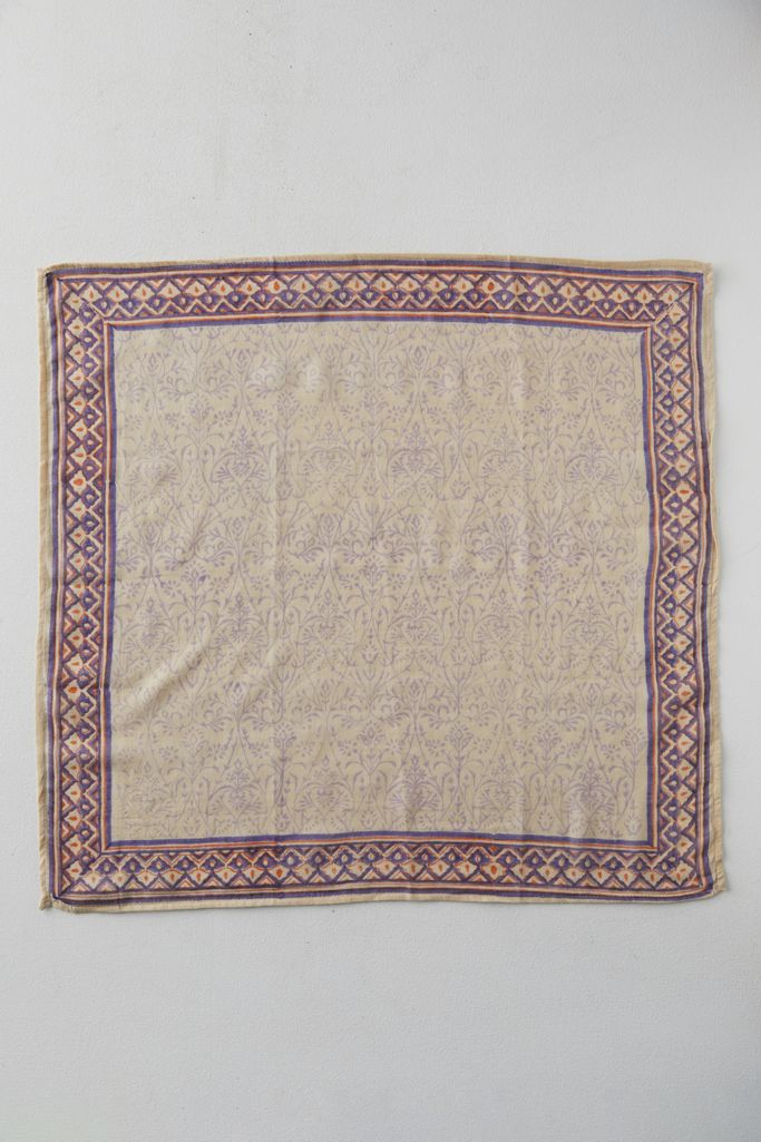Block Print Cotton Bandana, Geo Border | Anthropologie