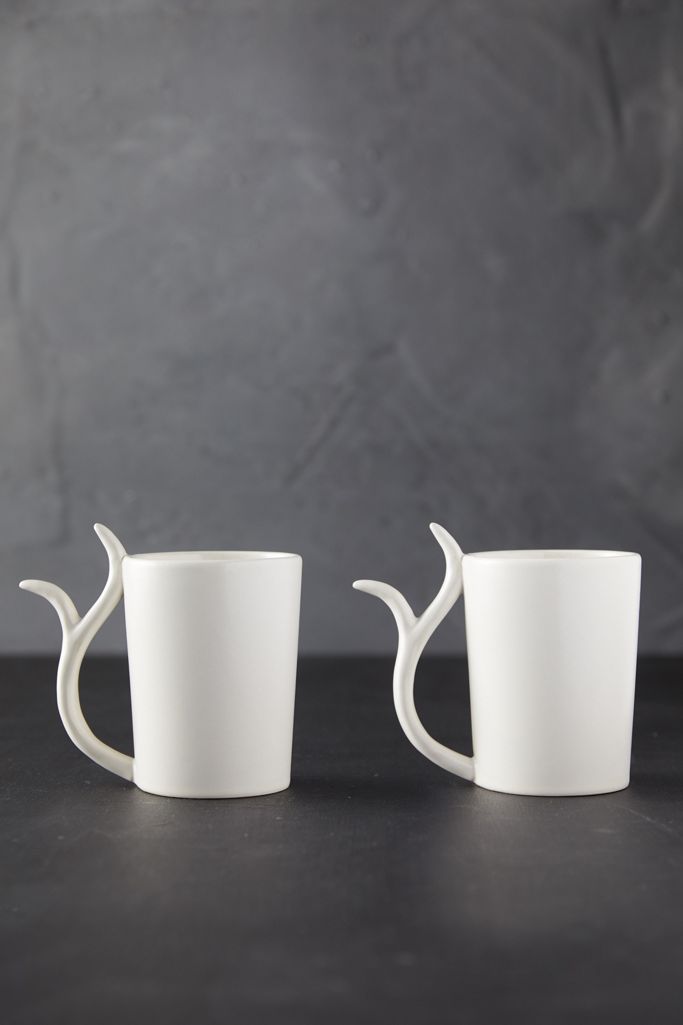 Antler Stoneware Mugs, Set of 2 | Anthropologie