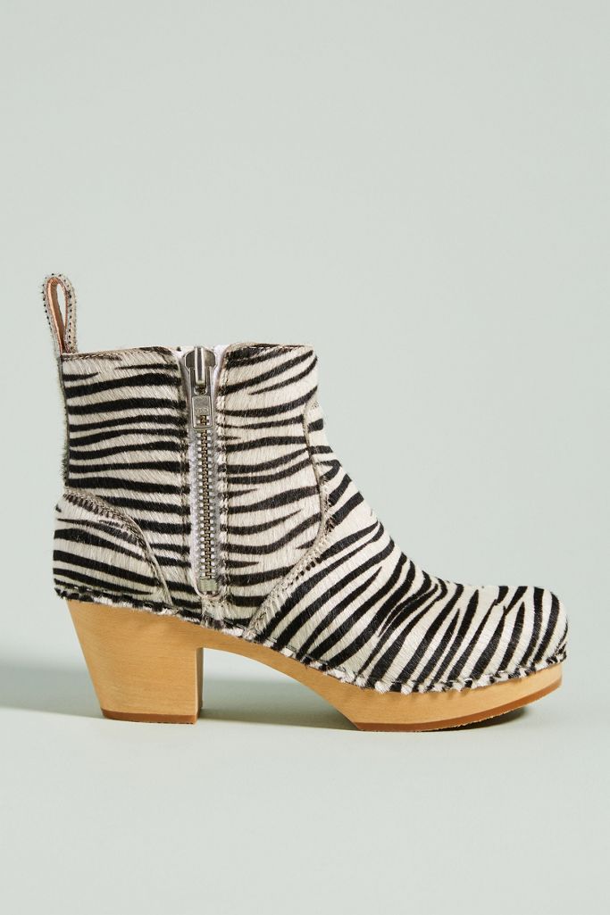 Swedish Hasbeens Zebra Clog Booties | Anthropologie