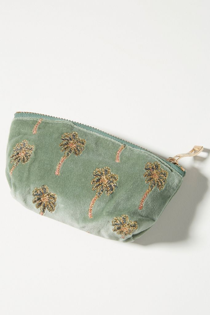 Palm Tree Small Velvet Pouch | Anthropologie