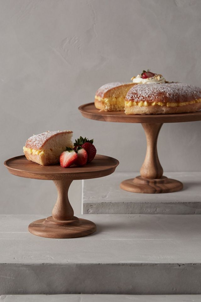 Handcarved Acacia Cake Stand | Anthropologie
