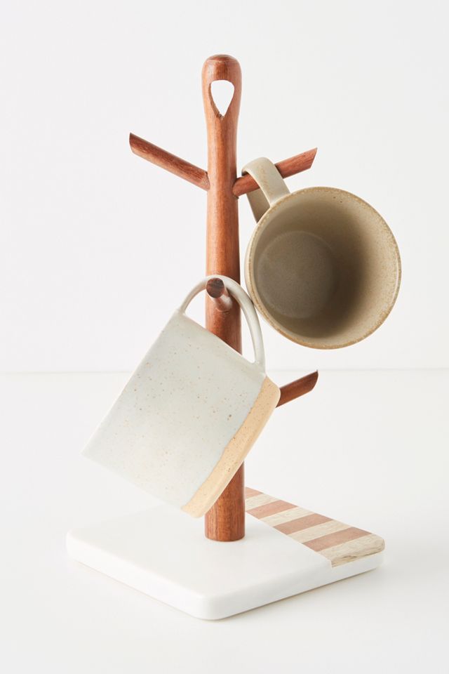 Marbled Acacia Mug Tree | Anthropologie