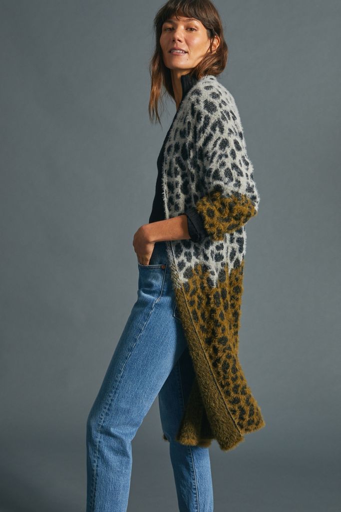 Katrine Leopard-Spotted Longline Cardigan | Anthropologie