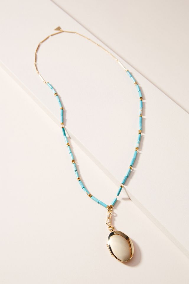 Ava Turquoise Locket Necklace | Anthropologie