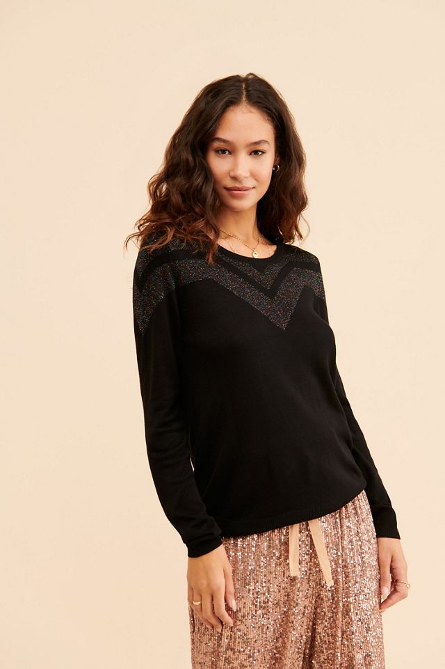 ICHI Black Aviator Sweater | Anthropologie