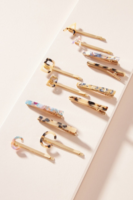 Monogram Resin Hair Clip Set | Anthropologie
