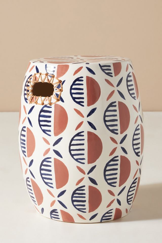 Blockprint Ceramic Stool | Anthropologie