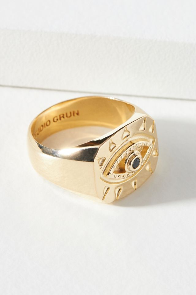 Studio Grun Lone Spirit Eye Signet Ring | Anthropologie