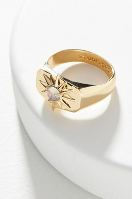 Studio Grun Starburst Signet Ring | Anthropologie