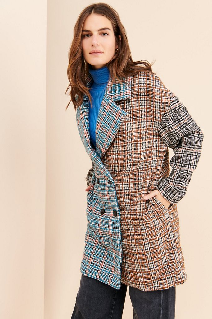 Glamorous Colorblock Plaid Coat | Anthropologie