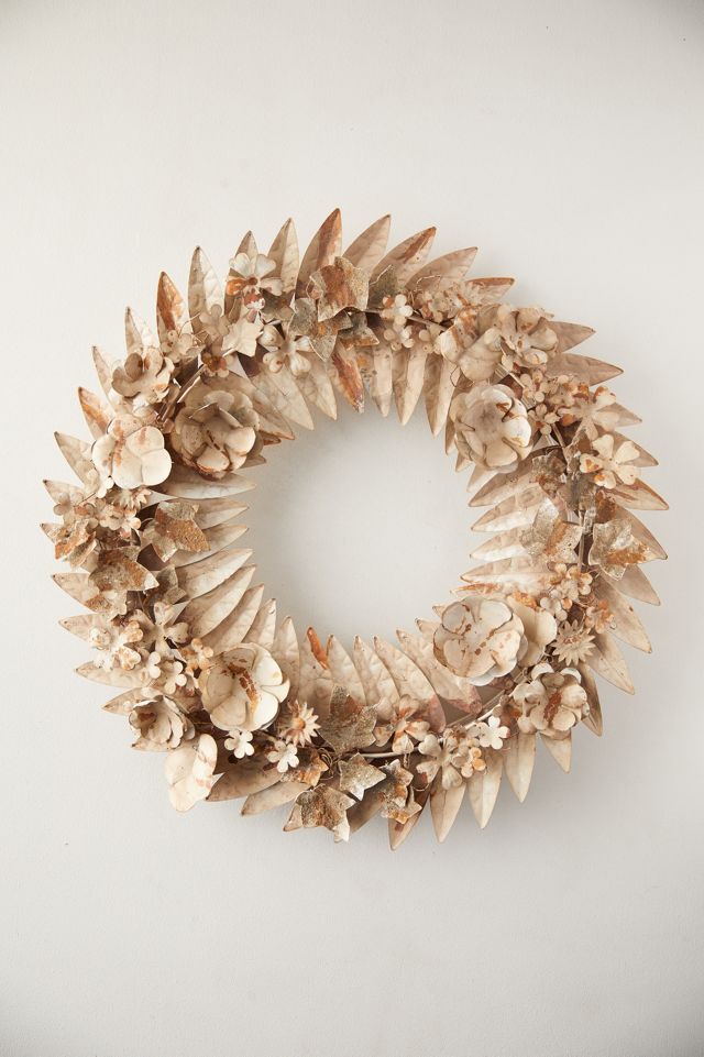 Gilded Pressed Iron Floral Wreath | Anthropologie