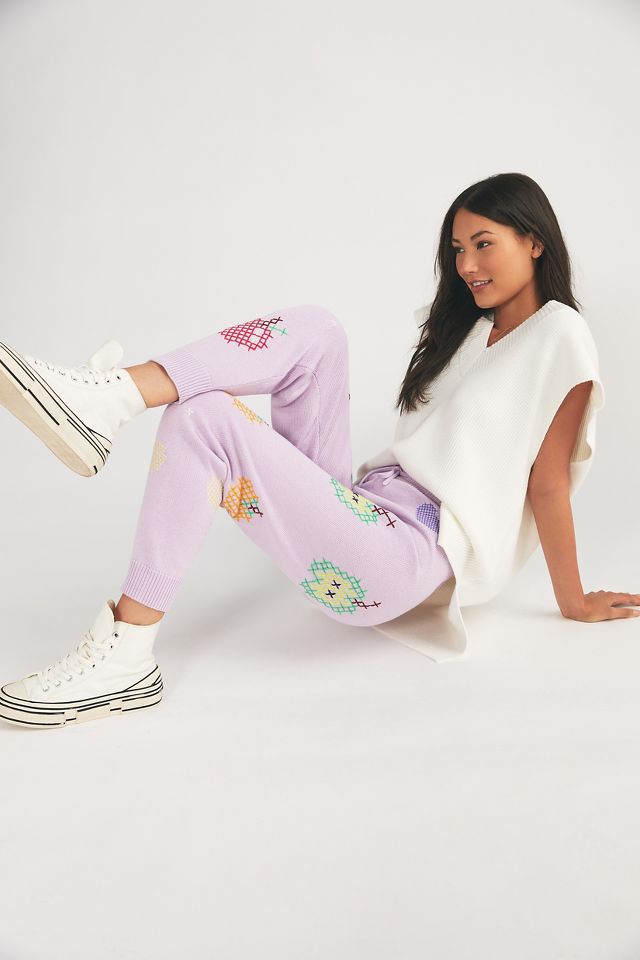 Cross-Stitched Fruit Joggers | Anthropologie