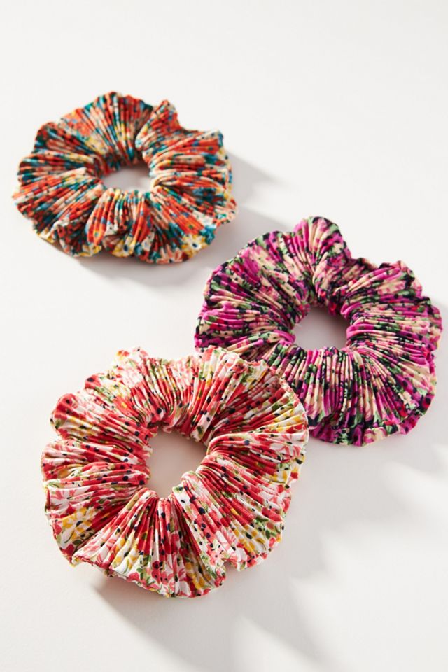 Floral Pleated Scrunchie Set | Anthropologie