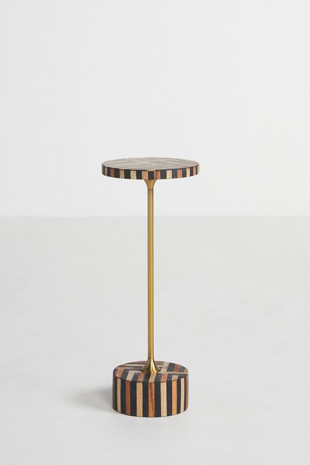 Optical Wood Inlay End Table | Anthropologie UK