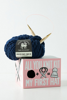 DIY Merino Wool Pommed Beanie Beginner Knitting Kit | Anthropologie