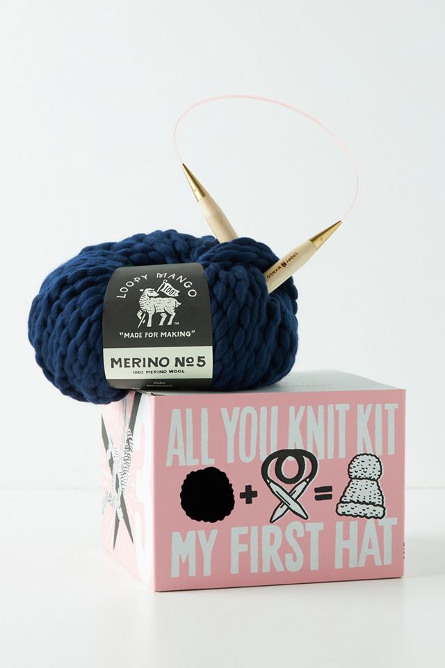 DIY Merino Wool Pommed Beanie Beginner Knitting Kit | Anthropologie