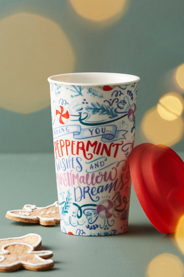 Peppermint & Marshmallow Travel Mug | Anthropologie