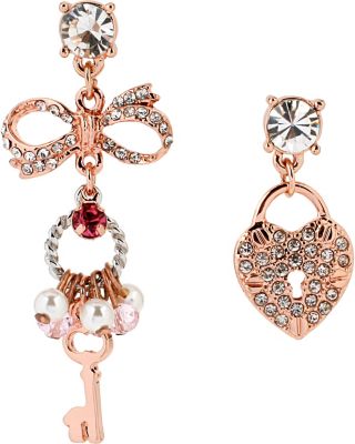 Mismatch Lock Key Earring Pink | Ideo