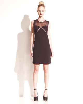 Sheath Dress With Sheer Neck Black | Ideo