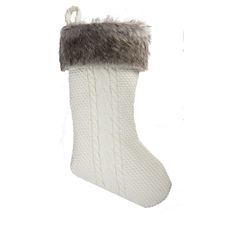 Bas de Noël en tricot à maille torsadée et fourrure CANVAS | Canadian Tire