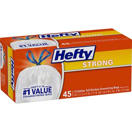 Hefty Strong Tall Kitchen 13 Gallon Drawstring Trash Bags, 45 ct ...