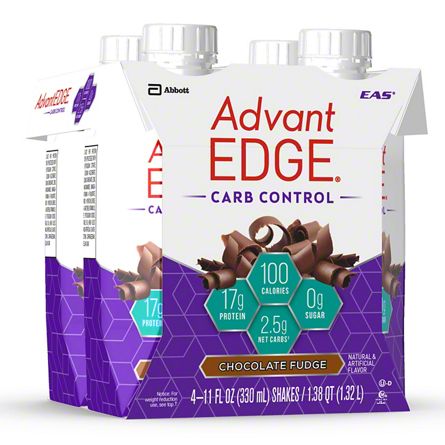 EAS AdvantEDGE Carb Control Chocolate Fudge Protein Shake 4 pk, 11 oz ...