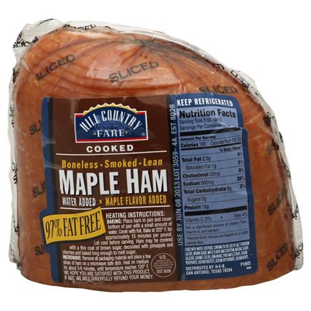 Hill Country Fare Fully Cooked Boneless Sliced Smoked Lean Maple Ham ...