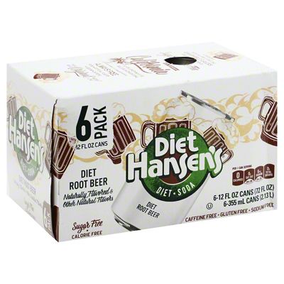 Hansen's Premium Sugar Free Creamy Root Beer Diet Soda 12 oz Cans, 6 pk ...