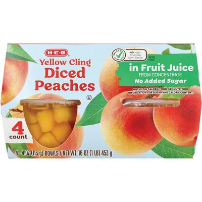 H-E-B Diced Yellow Cling Peach Cups – Light Syrup, 4 pk | Joe V's Smart ...