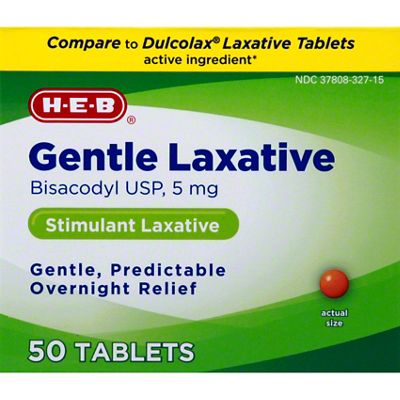 H-E-B Gentle Laxative Bisacodyl Tablets - 5 mg, 50 ct | Joe V's Smart ...
