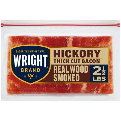 Wright Brand Hickory Real Wood Smoked Thick Cut Bacon, 40 oz | Central ...