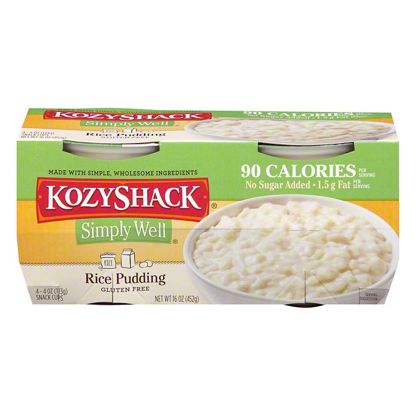 Kozy Shack Simply Well No Sugar Added Rice Pudding Snack Cups, 4 ct ...