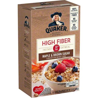 Quaker Select Starts High Fiber Maple & Brown Sugar Instant Oatmeal, 8 ...