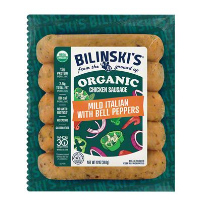 BILINSKI'S Organic Fully Cooked Chicken Sausage Links - Mild Italian ...