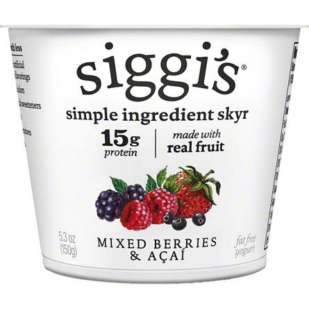 Siggi's 0% Non-Fat Strained Skyr Mixed Berries & Acai Yogurt, 5.3 oz ...