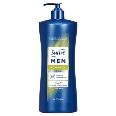 Suave Men 3-in-1 Shampoo Conditioner Body Wash - Citrus Rush, 28 oz ...