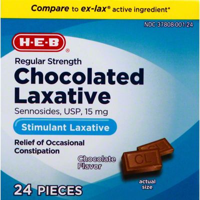 H-E-B Regular Strength Chocolated Laxative Sennosides 15 mg, 24 ct ...