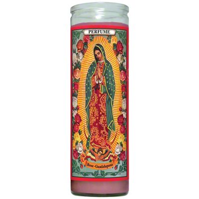 Reed Candle Virgen de Guadalupe Perfume Scented Religious Candle - Pink ...