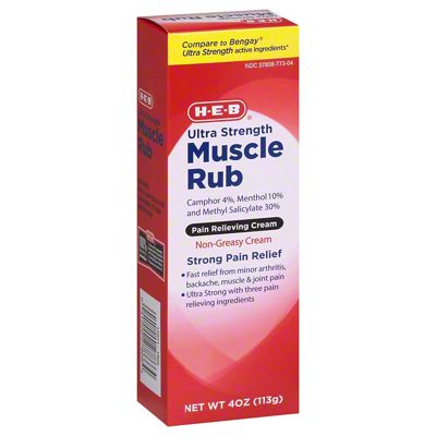 H-E-B Muscle Rub Ultra Strength Non-Greasy Pain Relieving Cream, 4 oz ...