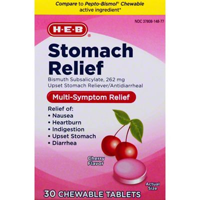 H-E-B Stomach Relief, Multi-Symptom Relief, Cherry Flavored, Chewable ...